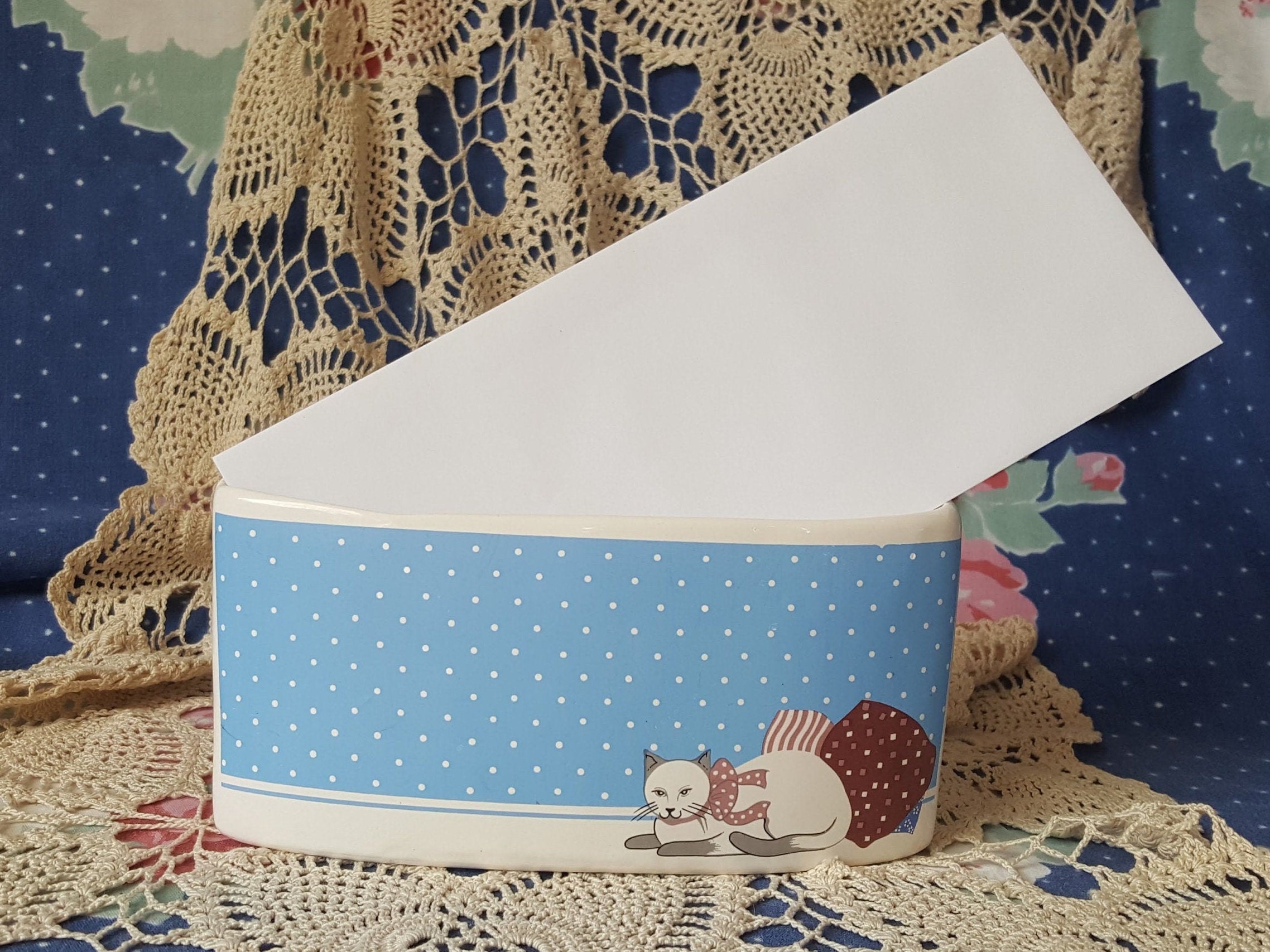 Ceramic Envelope with Cat Desk Organizer Letter Mail Storage | Etsy