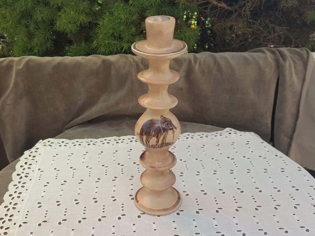 Tan Soapstone Candlestick Holder Elephant Animal Candle Holder Candle ...