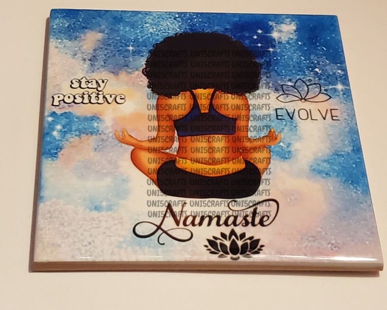Afrocentric Coaster Black Girl Magic Meditation Girl Yoga | Etsy