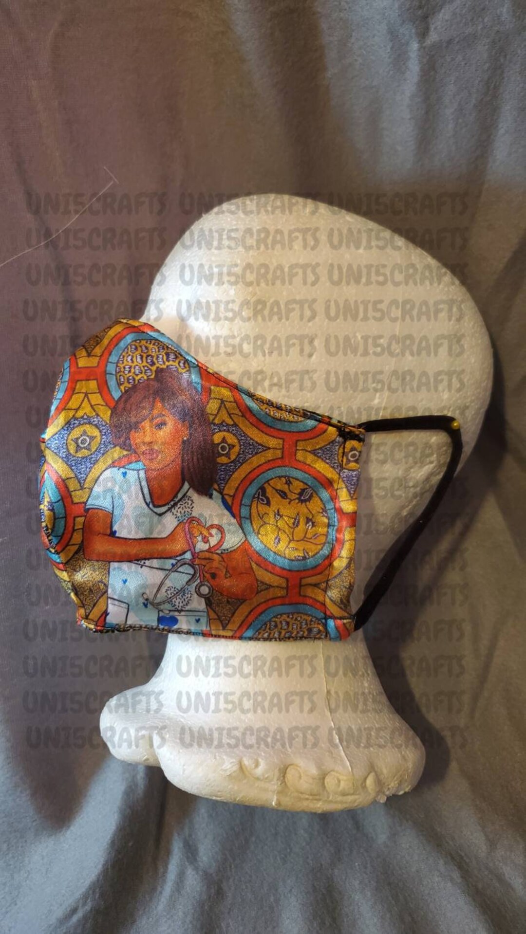 African Print Afrocentric Nurse Face Sheild Mask, Black Girl Magic Mask ...