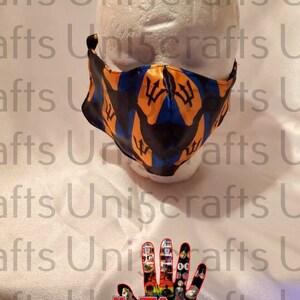 Black Barbados Map Mask, Barbados Flag Face Sheild, Custom Made Mask ...
