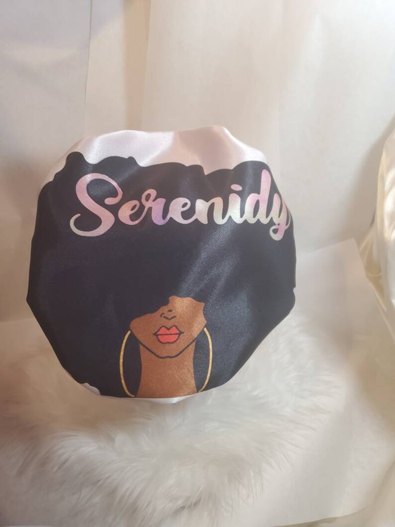 Afro Queen Name Satin Bonnet Photo Bonnets Custom Made | Etsy