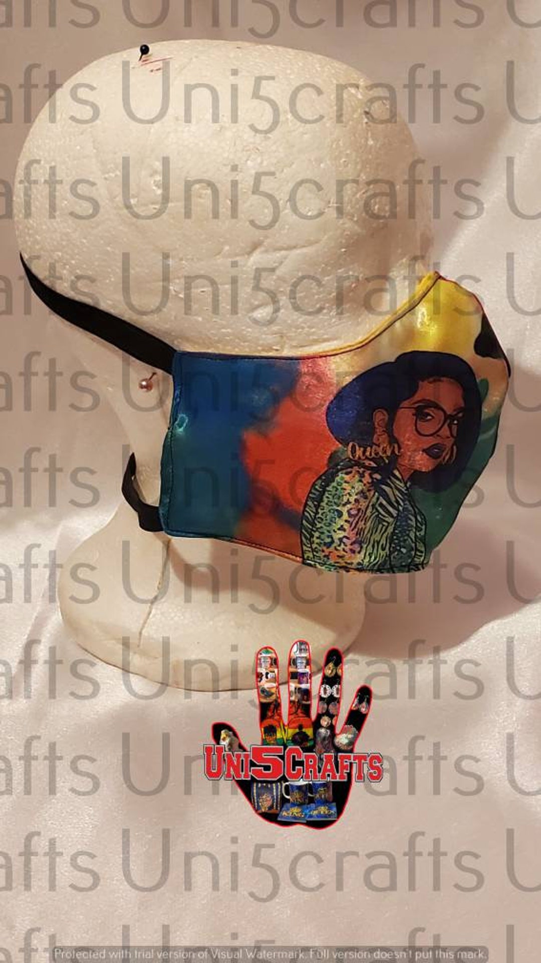 Multi Color Afrocentric Beauty Face Mask, Flag Face Sheild, Afrocentric ...