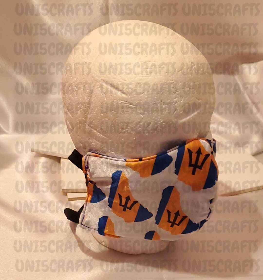 Barbados Map Mask, Barbados Flag Face Sheild, Custom Made Mask, Custom ...