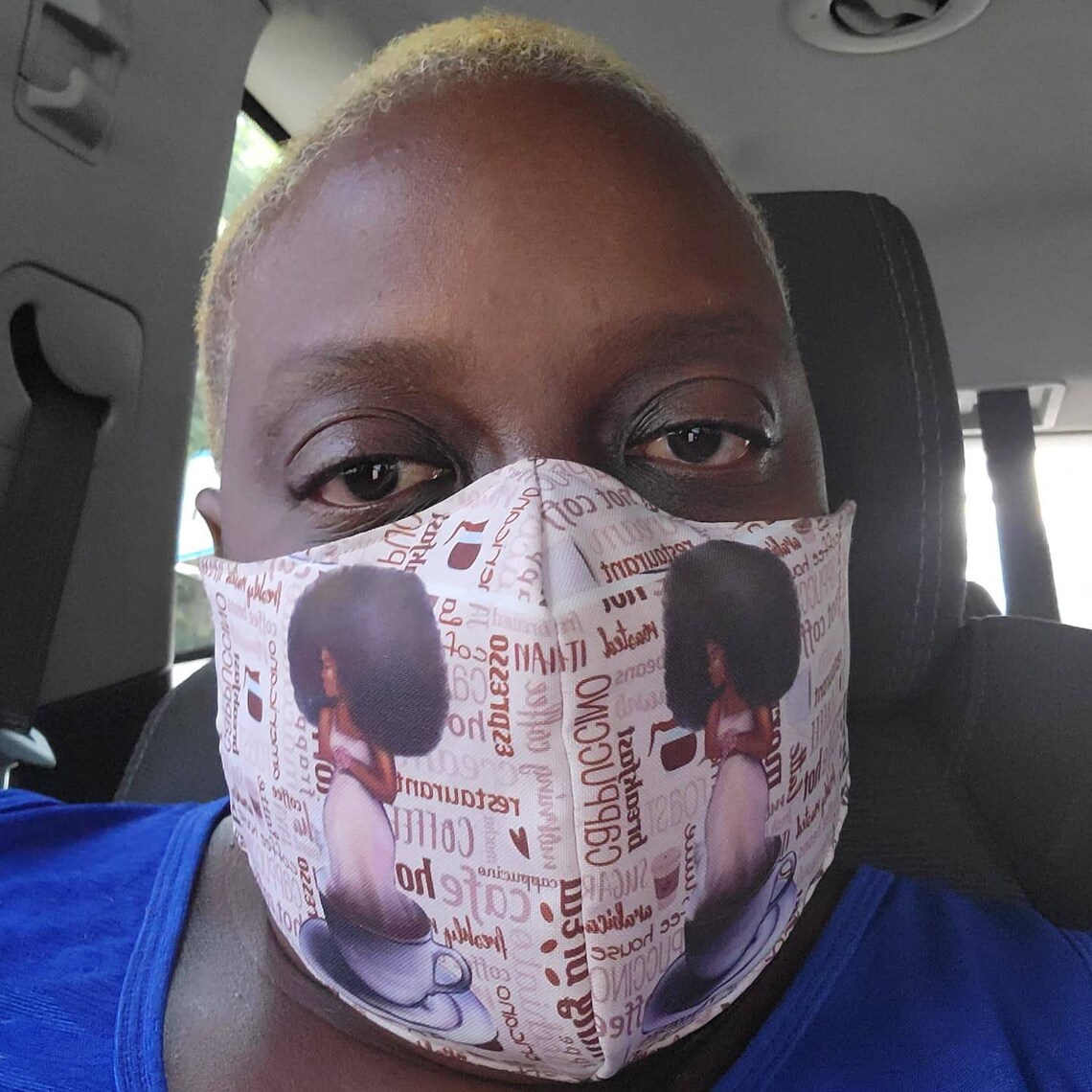 Afrocentric Coffee Mask Black Afro Mask Cute Girl Mask - Etsy