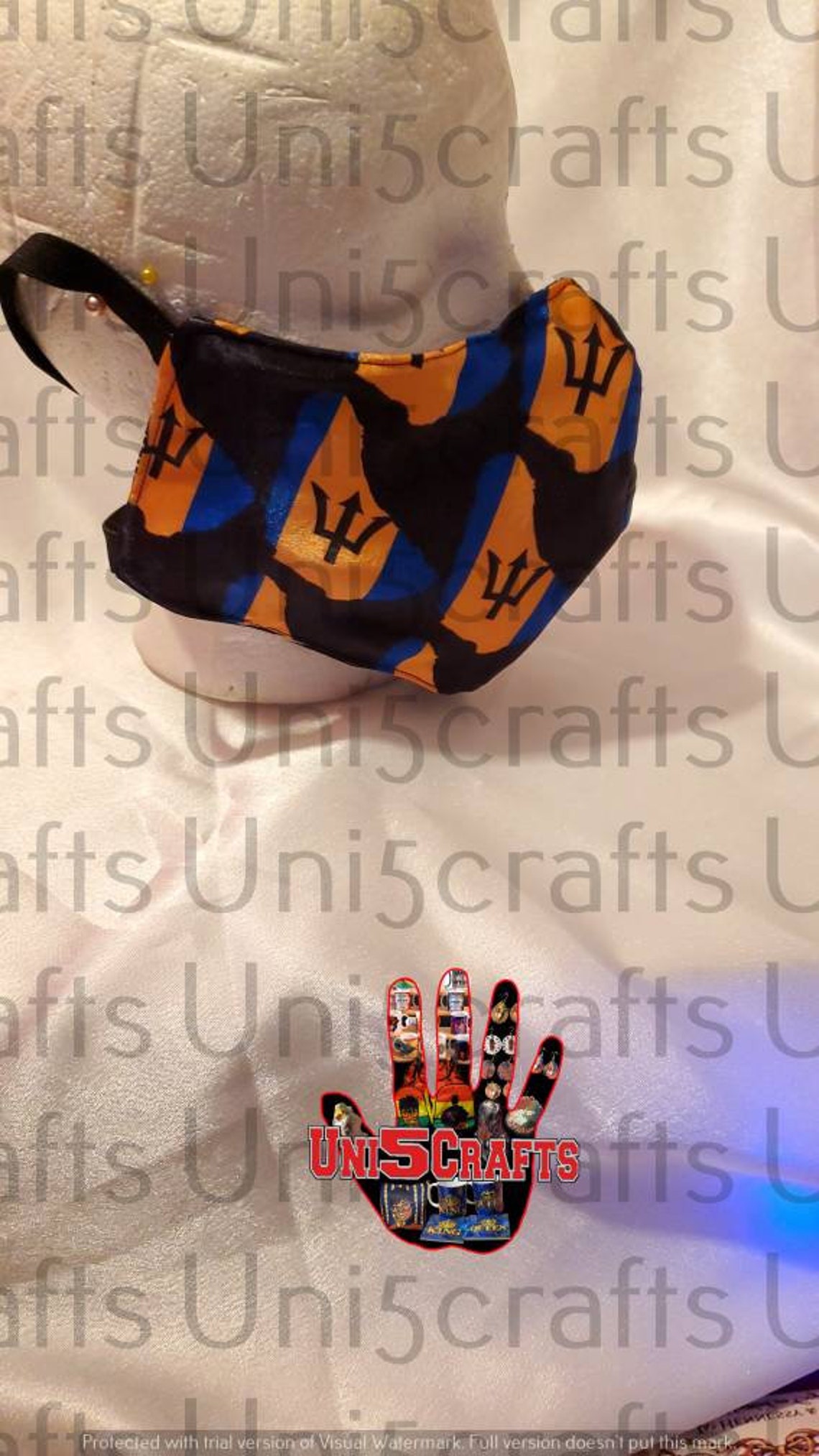 Black Barbados Map Mask, Barbados Flag Face Sheild, Custom Made Mask ...