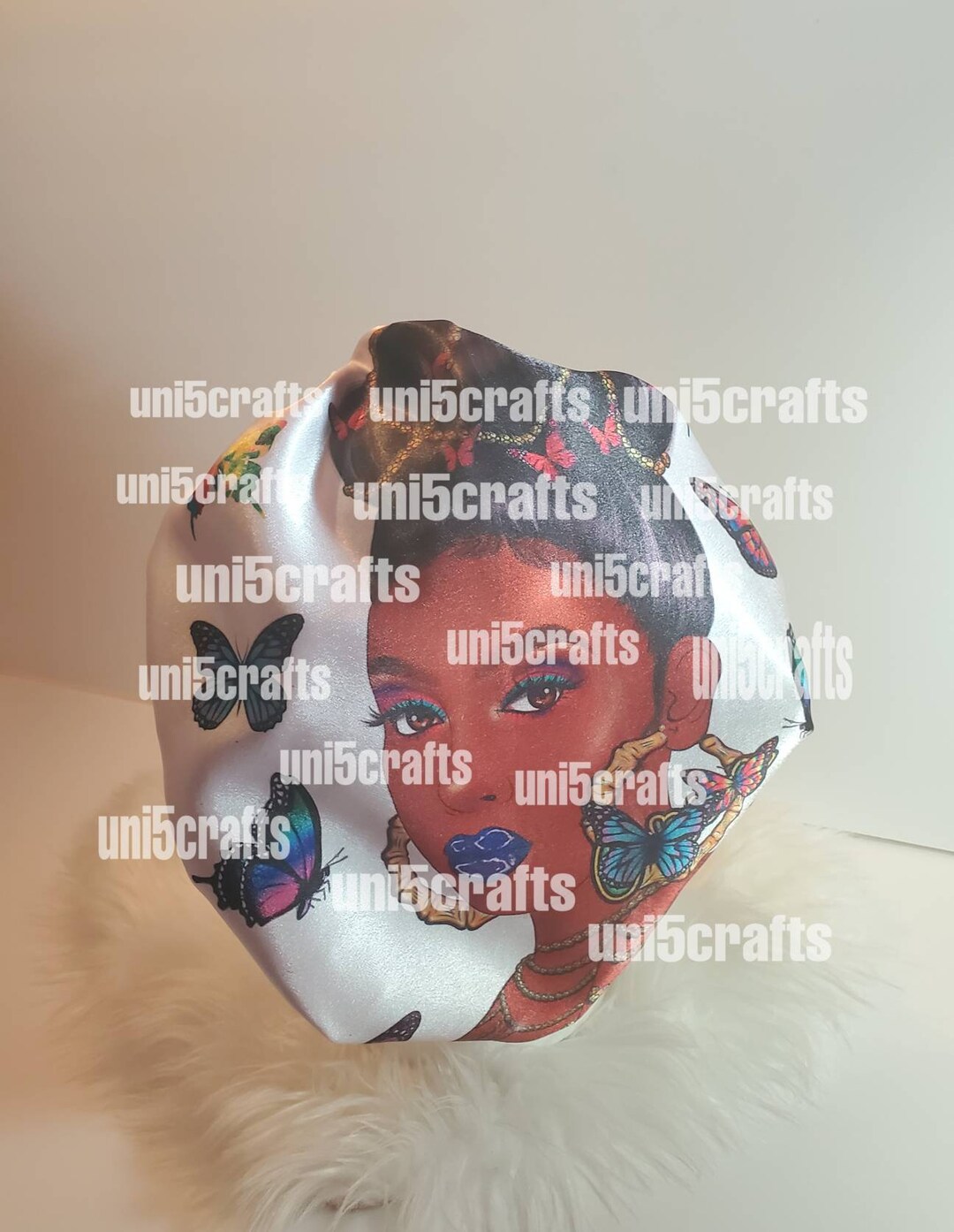 Butterfly Afrocentric Beauty Satin Bonnet, Photo Bonnets, Custom Made ...
