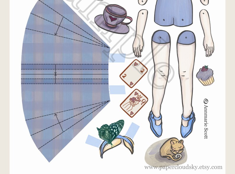 Articulated Alice Paper Doll Tea Set Cutouts and Gift Box - Etsy