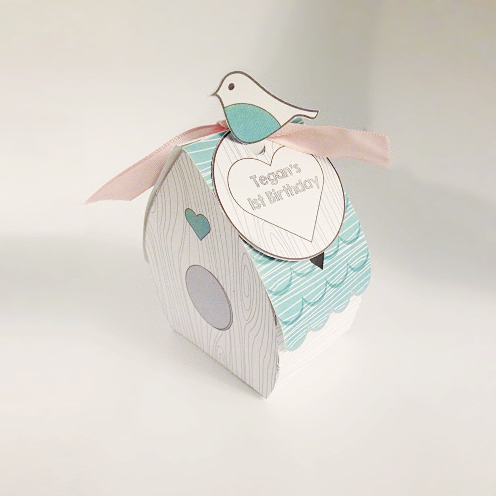 Bird House Favor Box Instant Download, Teal, Table Number, Gift Box ...
