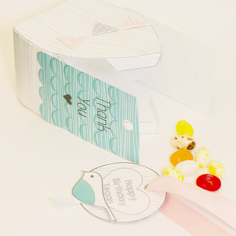 Bird House Favor Box Instant Download, Teal, Table Number, Gift Box ...