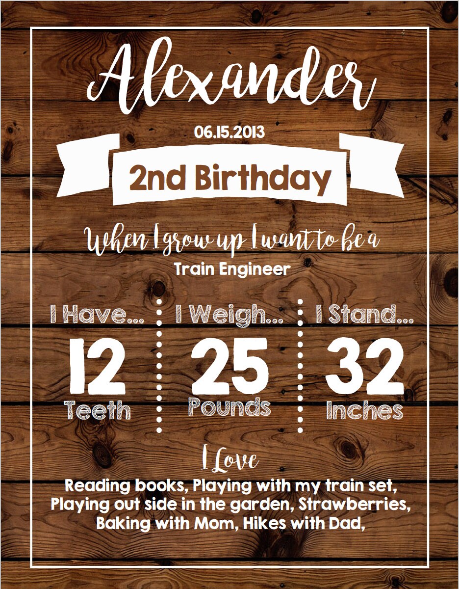 Editable Birthday Stats Sign, Instant Download Party Sign, Photo Prop ...