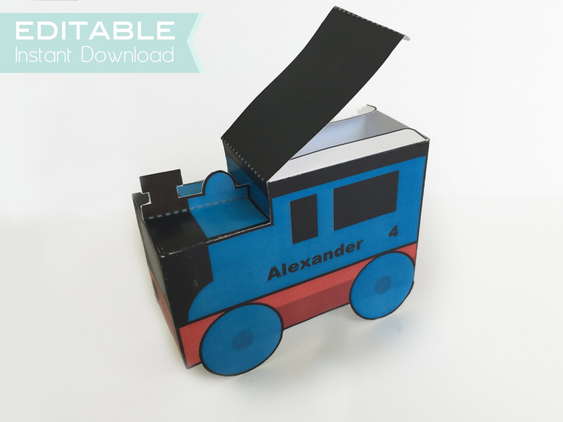 Instant Download Train Favor Box - Blue, Train Party Decoration, Gift ...