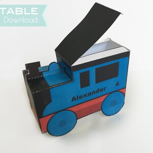 Instant Download Train Favor Box - Blue, Train Party Decoration, Gift ...