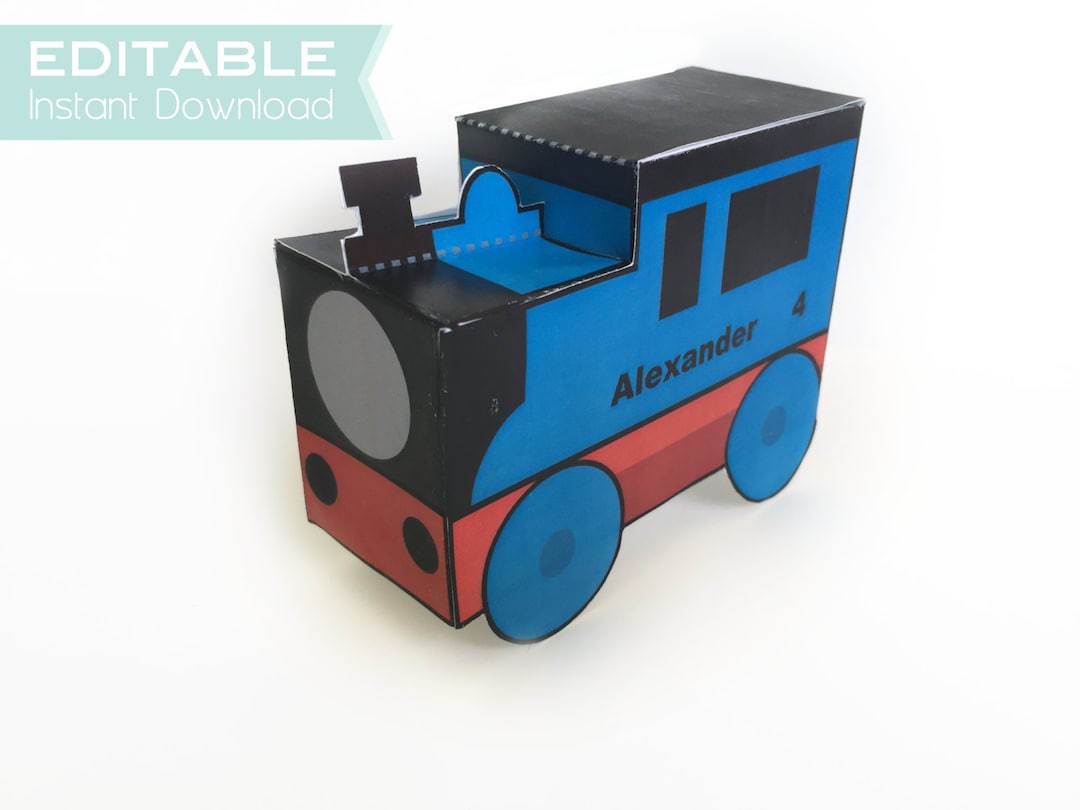 Instant Download Train Favor Box - Blue, Train Party Decoration, Gift ...