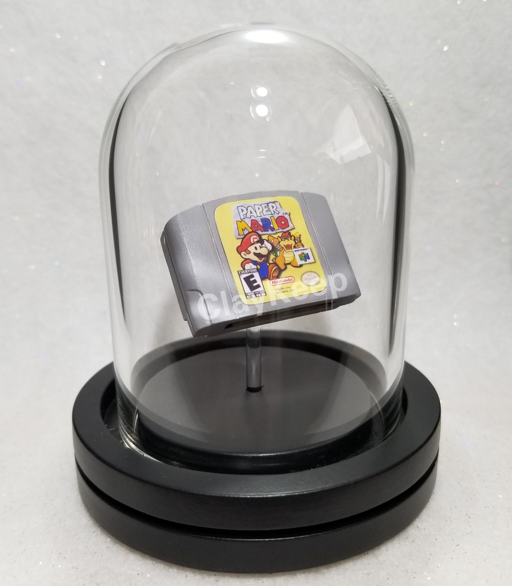 Paper Mario Cartridge in a Glass Dome Miniature Polymer Clay Paper ...