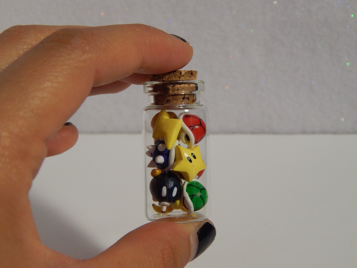 Miniature Polymer Clay Mario Kart Figures in a Bottle, Super Mario ...