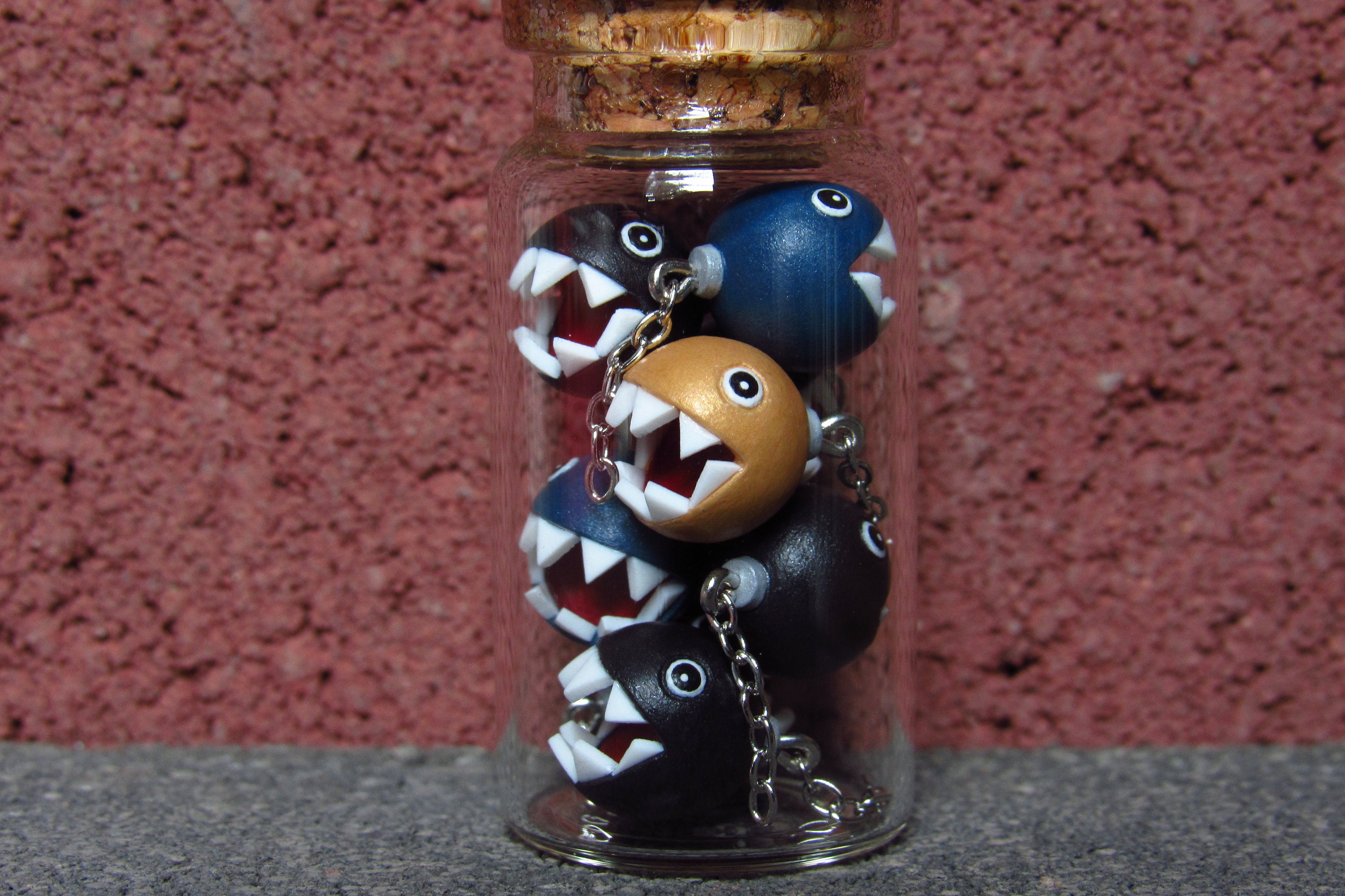Miniature Super Mario Chain Chomps in a Glass Bottle, Paper Mario Chain ...