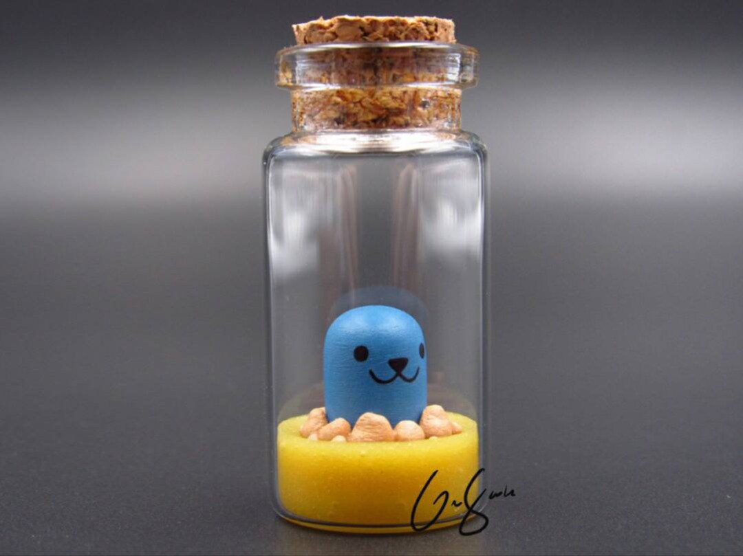Paper Mario Miniature Whacka in a Glass Bottle, Polymer Clay Miniature ...