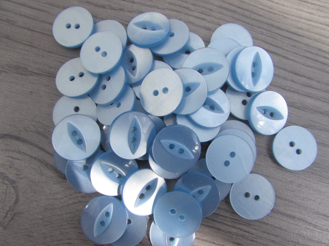 11mm, 14mm, 16mm & 19mm Buttons Sky Blue Fisheye Buttons 2 Hole Pks 10 ...