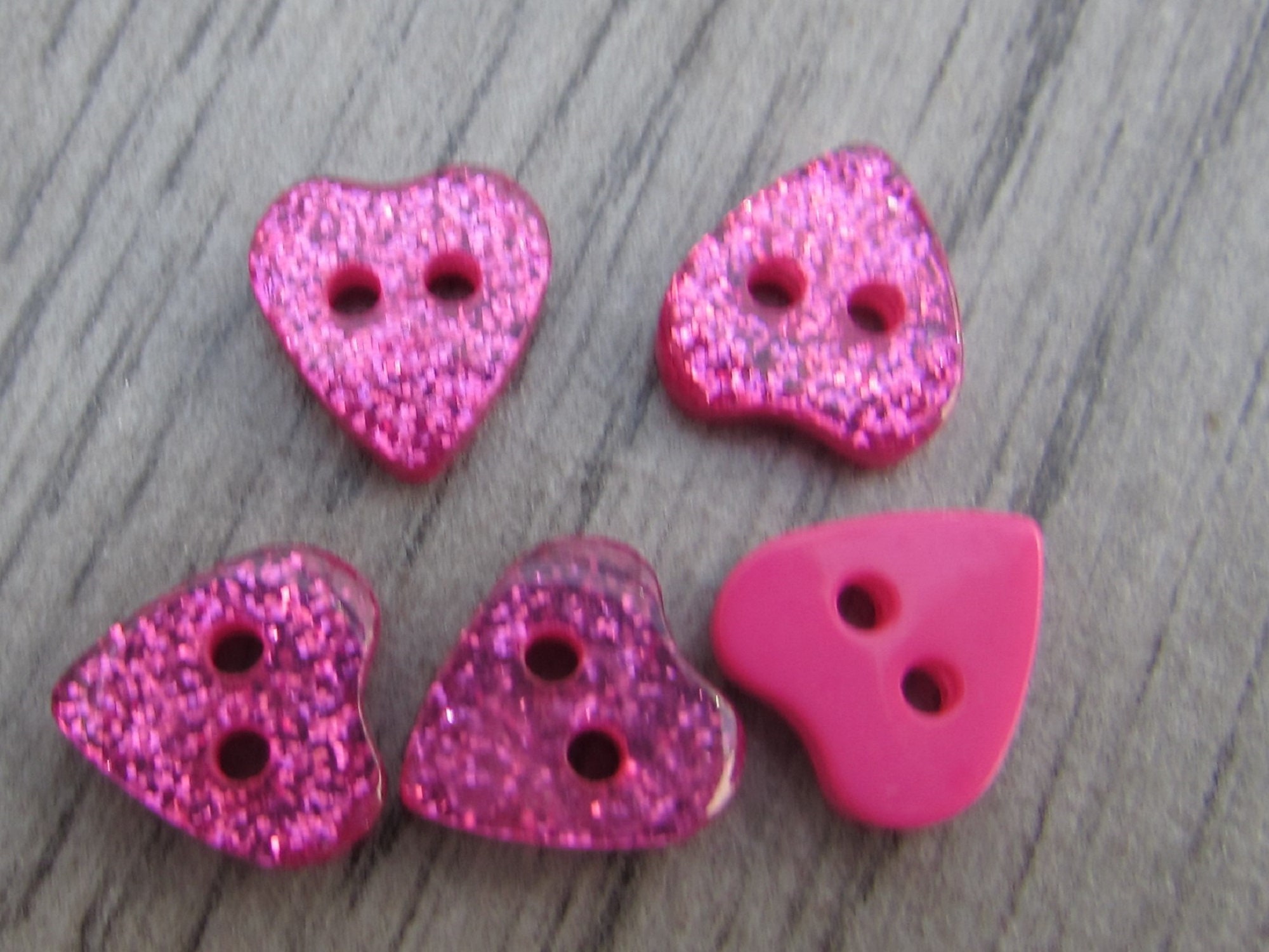 Pink Glitter Heart Buttons - Etsy