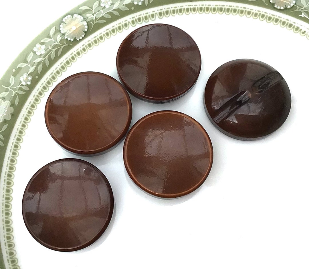 Vintage 22mm Brown Gloss Bowl Buttons - Etsy