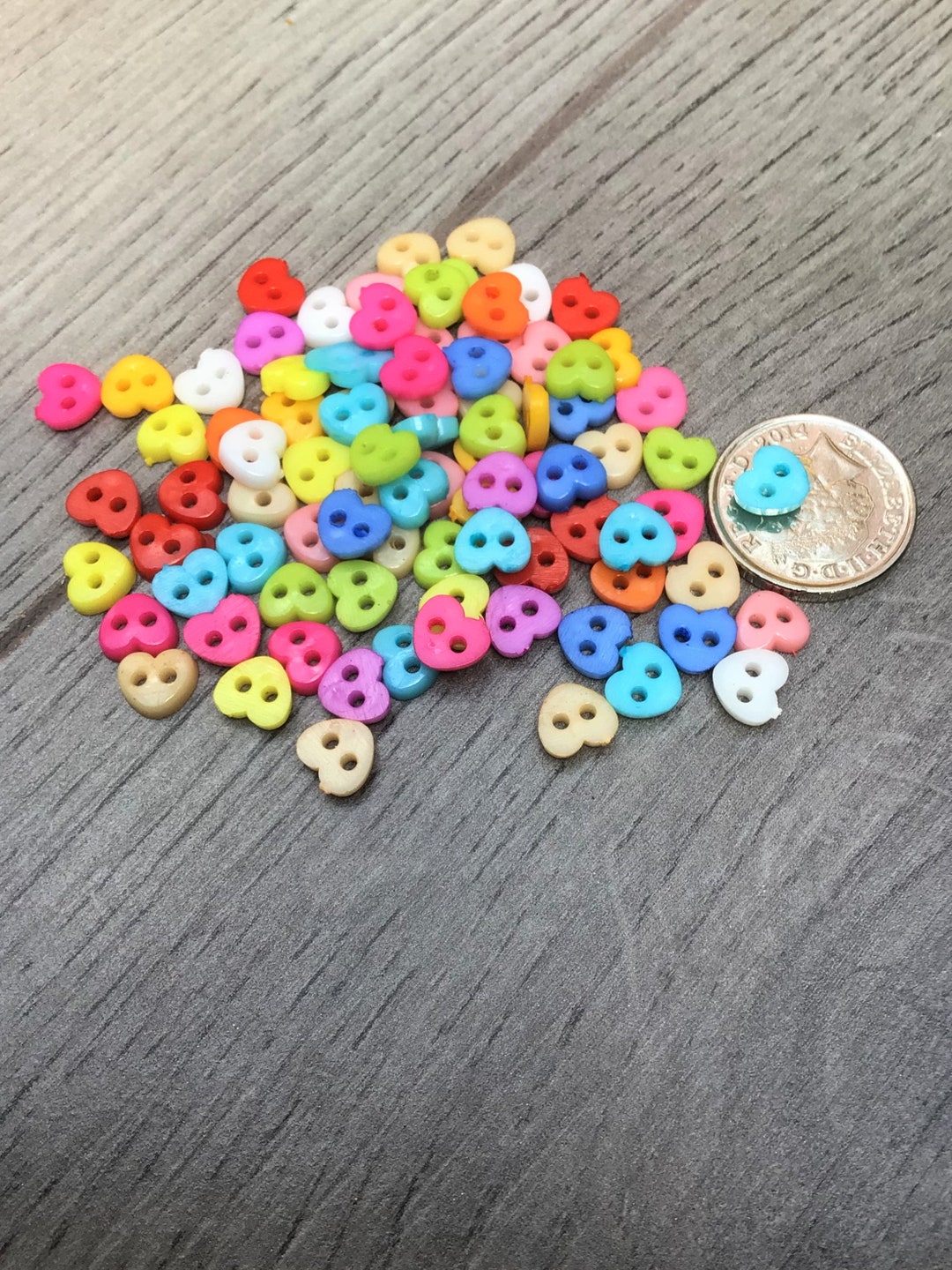 6mm Mini Dolls Buttons Heart Shaped Asst Colours & Packs Dolls Clothes ...