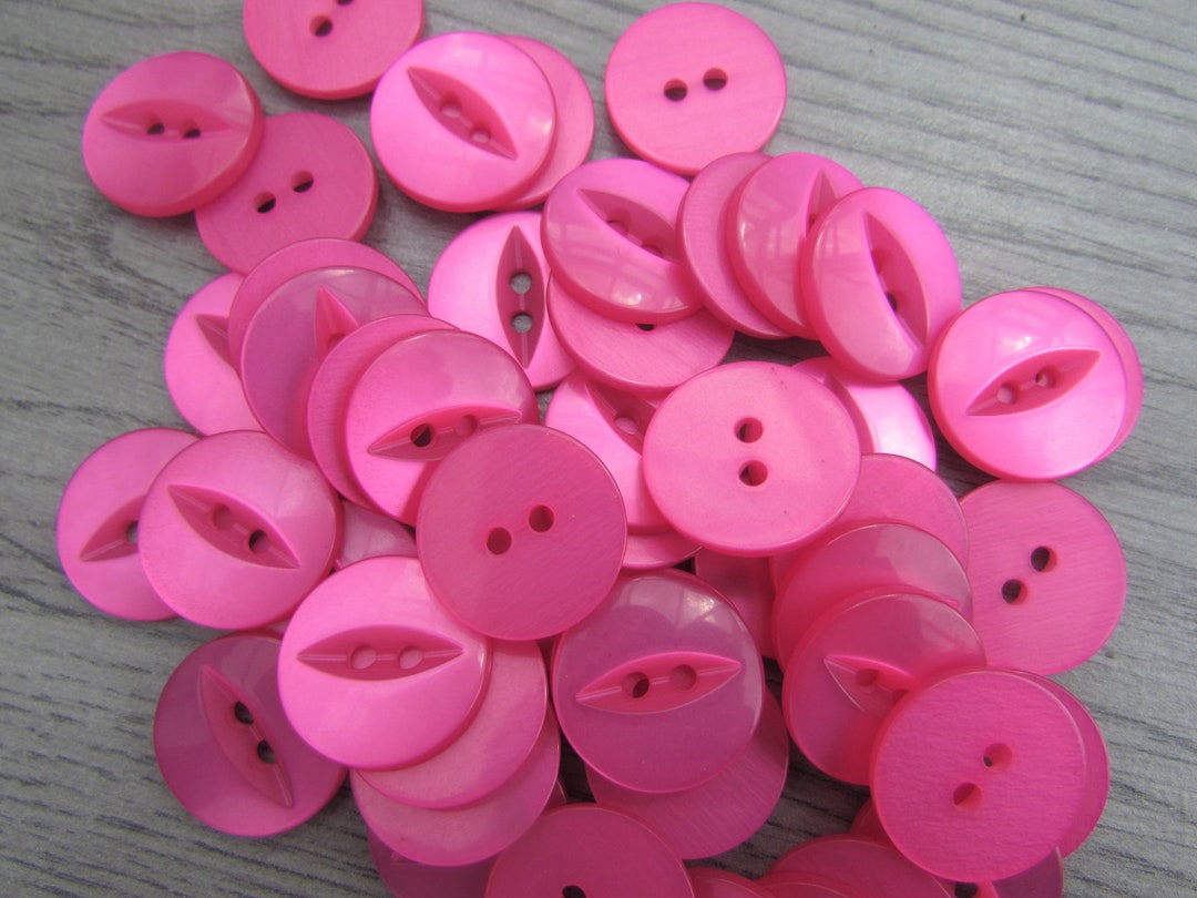 11mm & 19mm Buttons Cerise Pink Fisheye Buttons 2 Hole Pks 10, 20, 50 ...