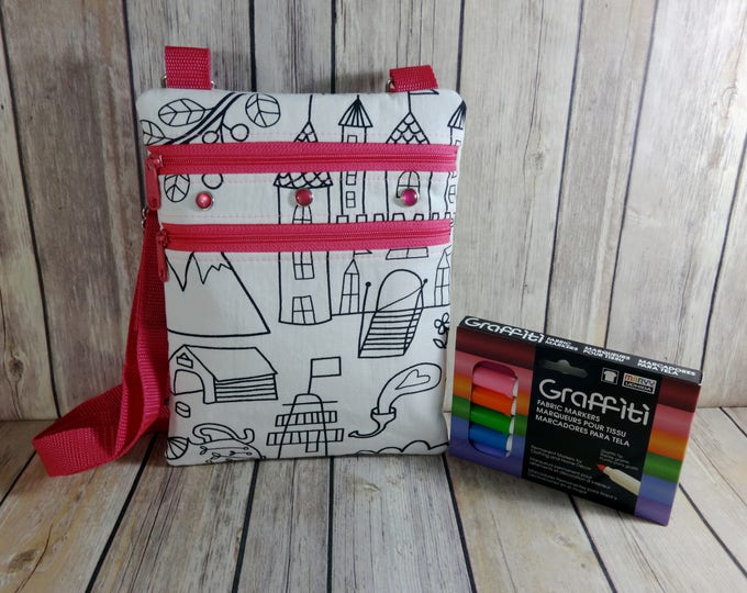 Color Me Bag - Mini Messenger Bag - Coloring Bag - Kids Messenger Bag ...