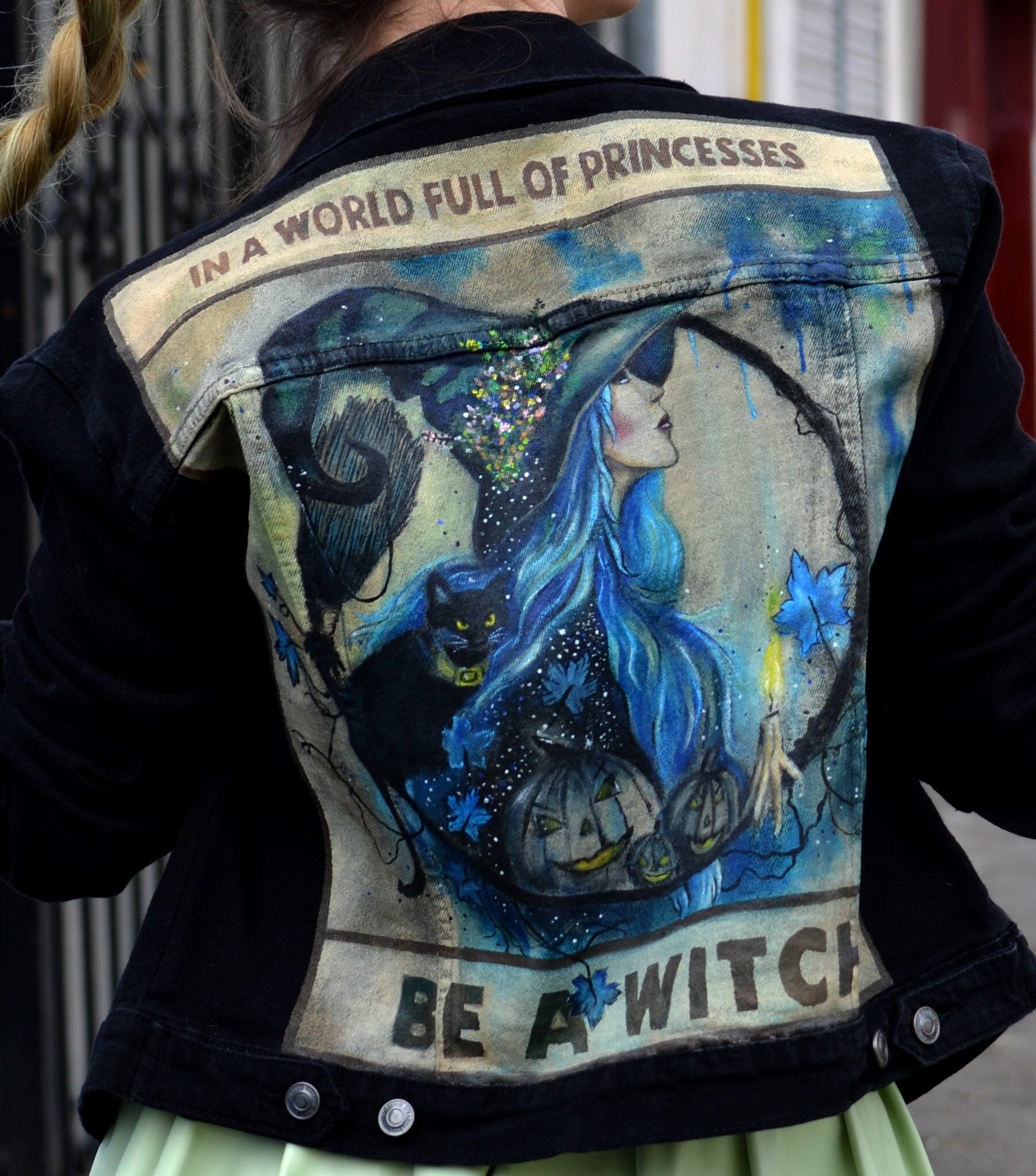 Custom Hand Painted Denim Jacket "witch" Artwork - Jacket Not Included ...