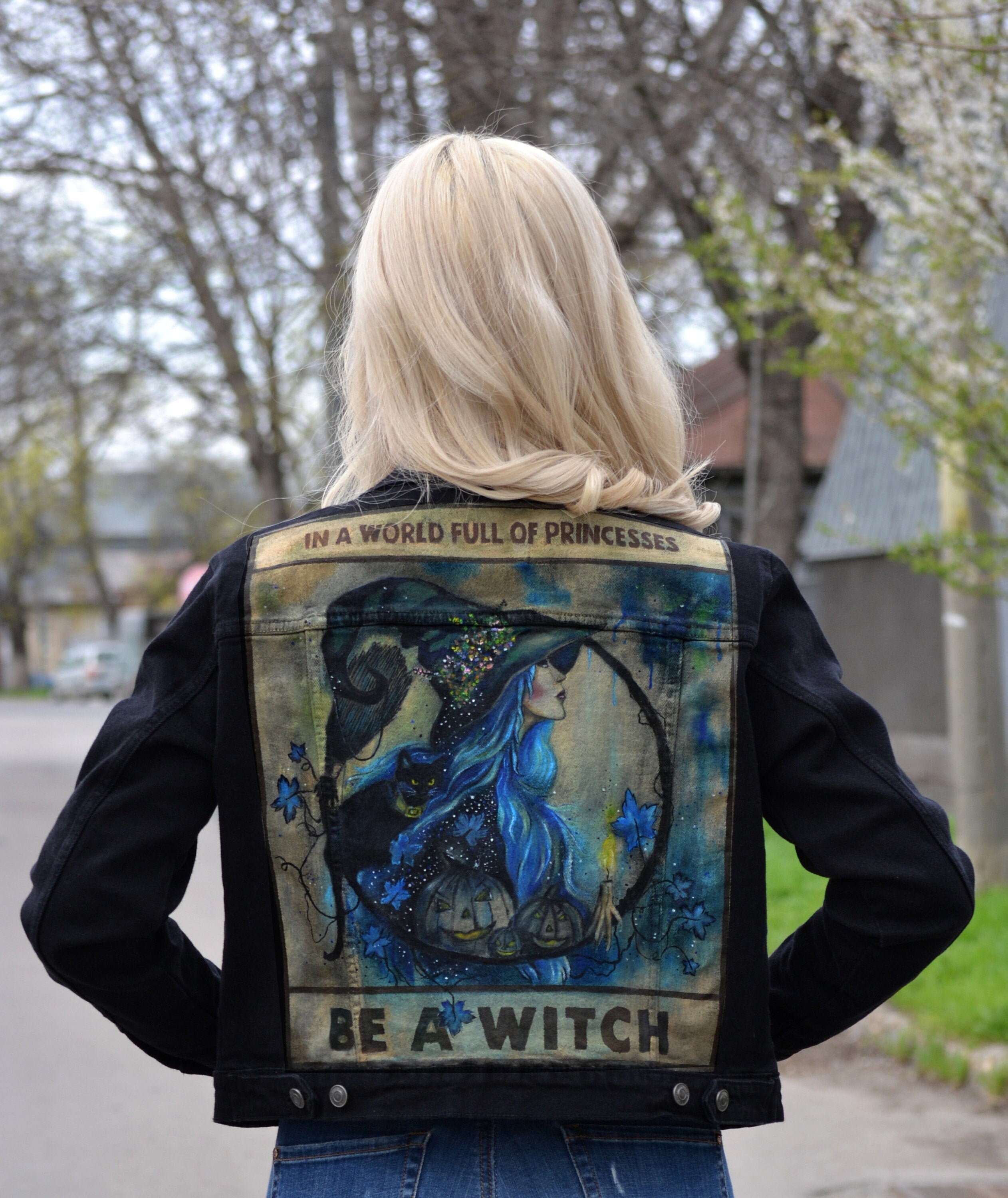 Custom Hand Painted Denim Jacket "witch" Artwork - Jacket Not Included ...