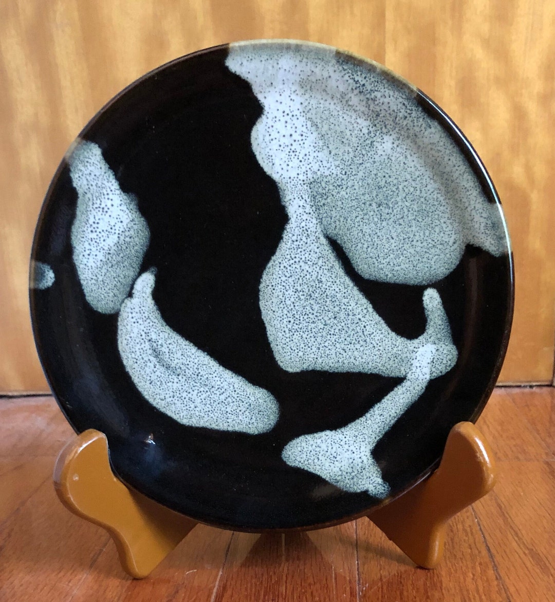 Black and White Pottery Plate, Small Pottery Plate, Handmade Plate ...