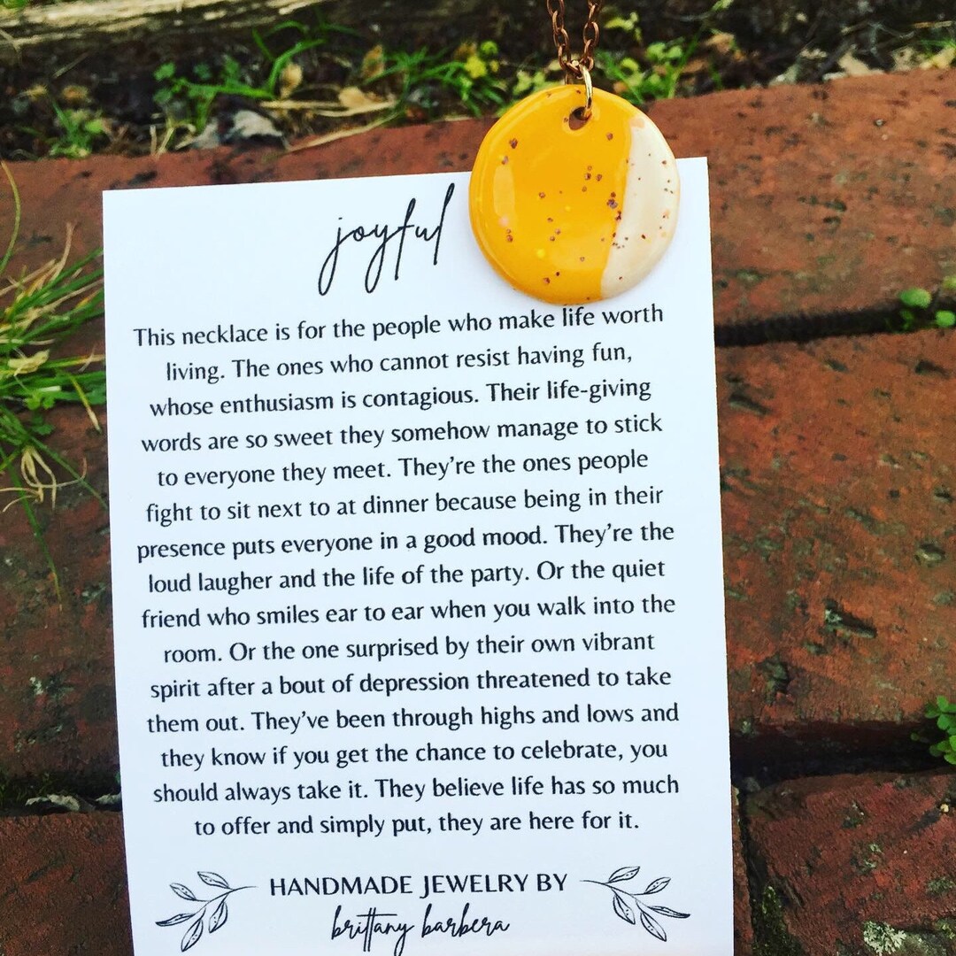 Encouragement Gift Necklace, Ceramic Pendant Necklace Circle, Uplifting ...