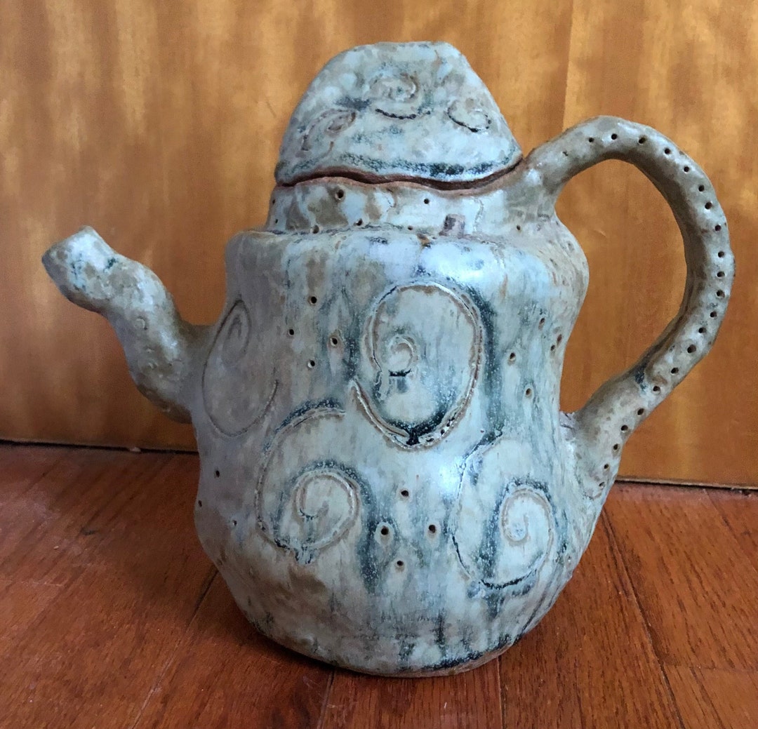 Large Whimsical Teapot, Handmade Ceramic Teapot, Unique Tea Pot, Blue ...