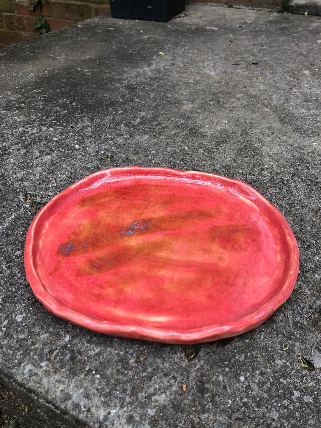 Oval Tray Ceramic Decorative Tray for Coffee Table Red Plate - Etsy