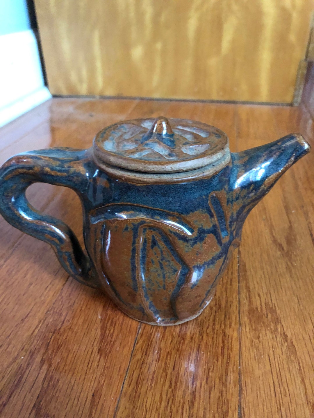 Handmade Teapot, Carved Teapot, Blue Teapot, Whimsical Teapot, Handmade ...