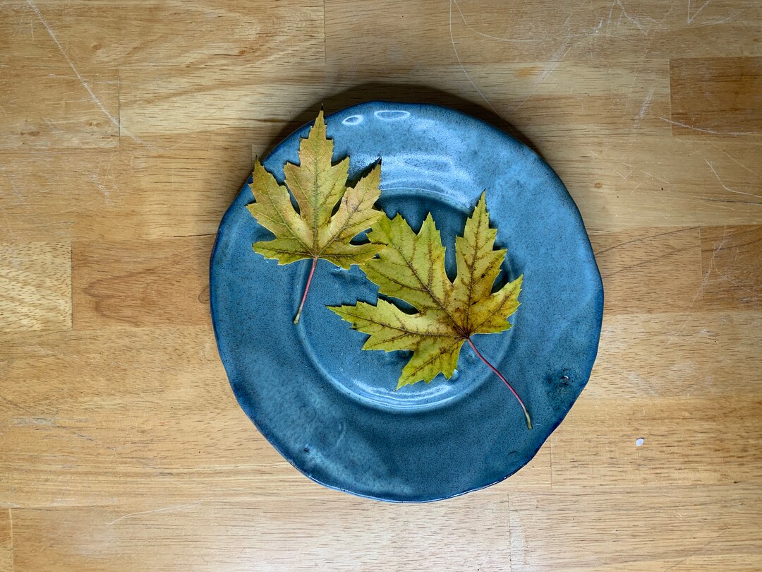 Small Pottery Plate, Handmade Pottery Dinnerware, Blue Pottery Plate ...