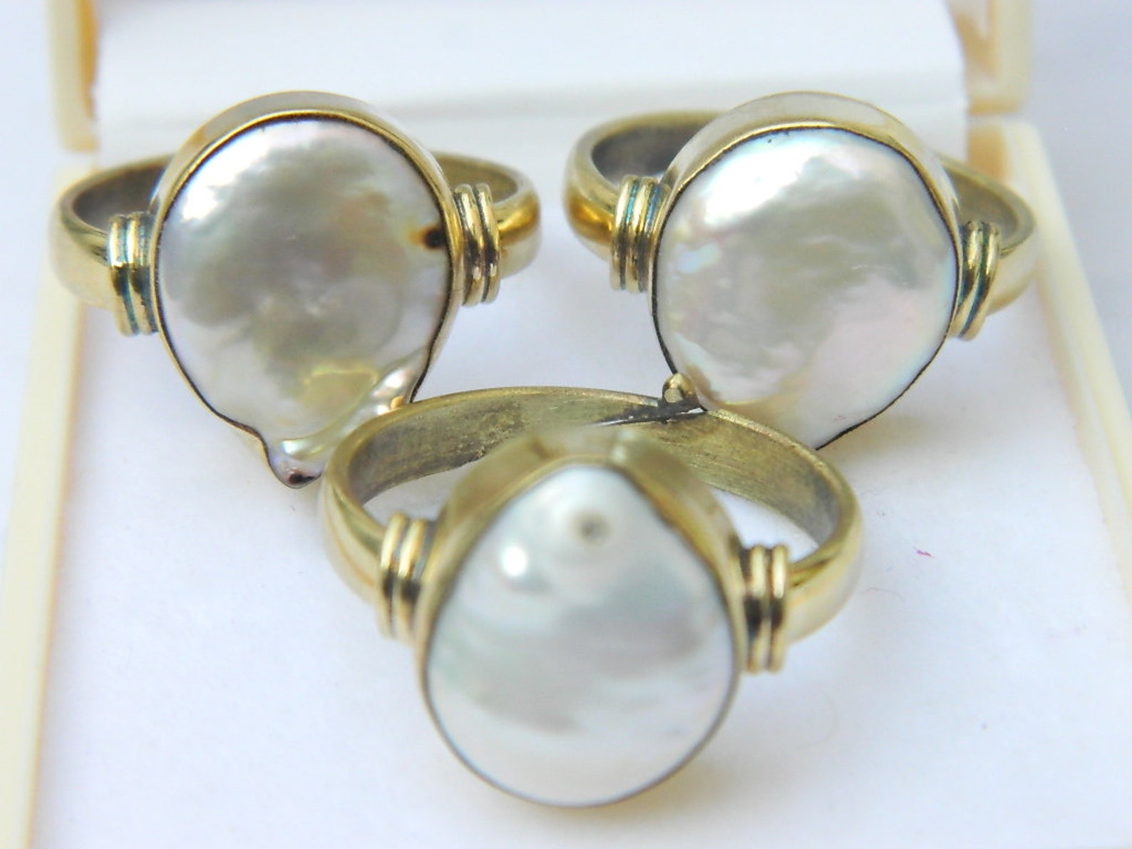 Natural Pearl Ring Adjustable Brass Ring Bohemian Statement | Etsy