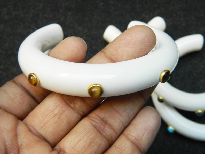 Resin Cuff Bangle Bracelet Ivory Color Resin With Multi - Etsy