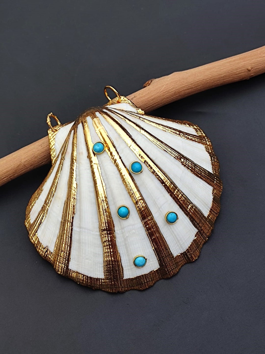 Real Scallop Seashell 18k Gold Fill Electroplated Pendant With ...