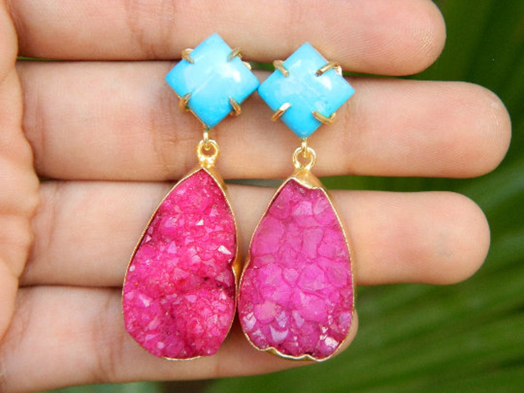 Gemstone Jewelry Natural Sugar Druzy With Flashy Fire Labradorite ...