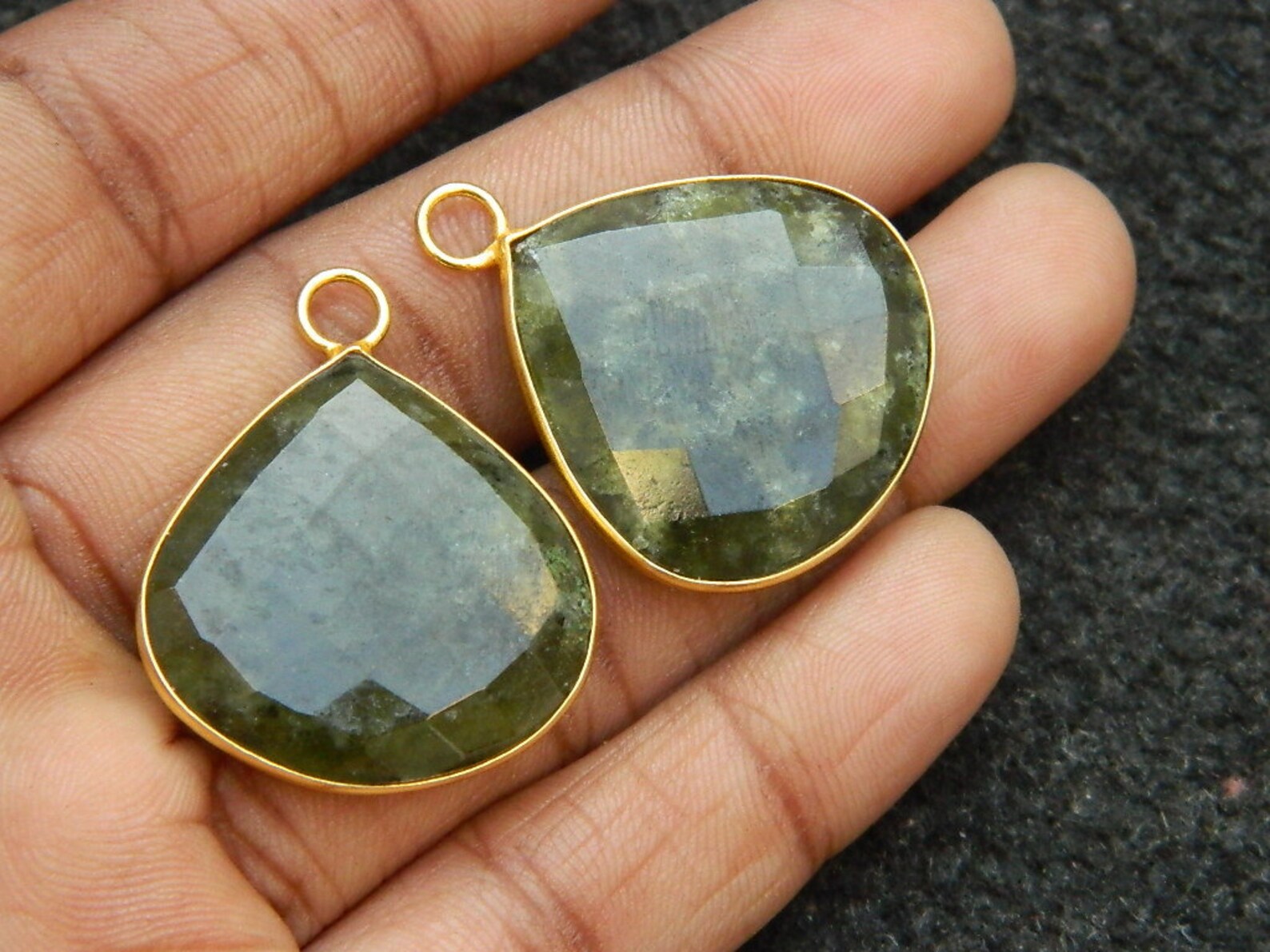 Vessonite Vesuvianite Connector Pendant Natural Gemstone Heart Shape ...