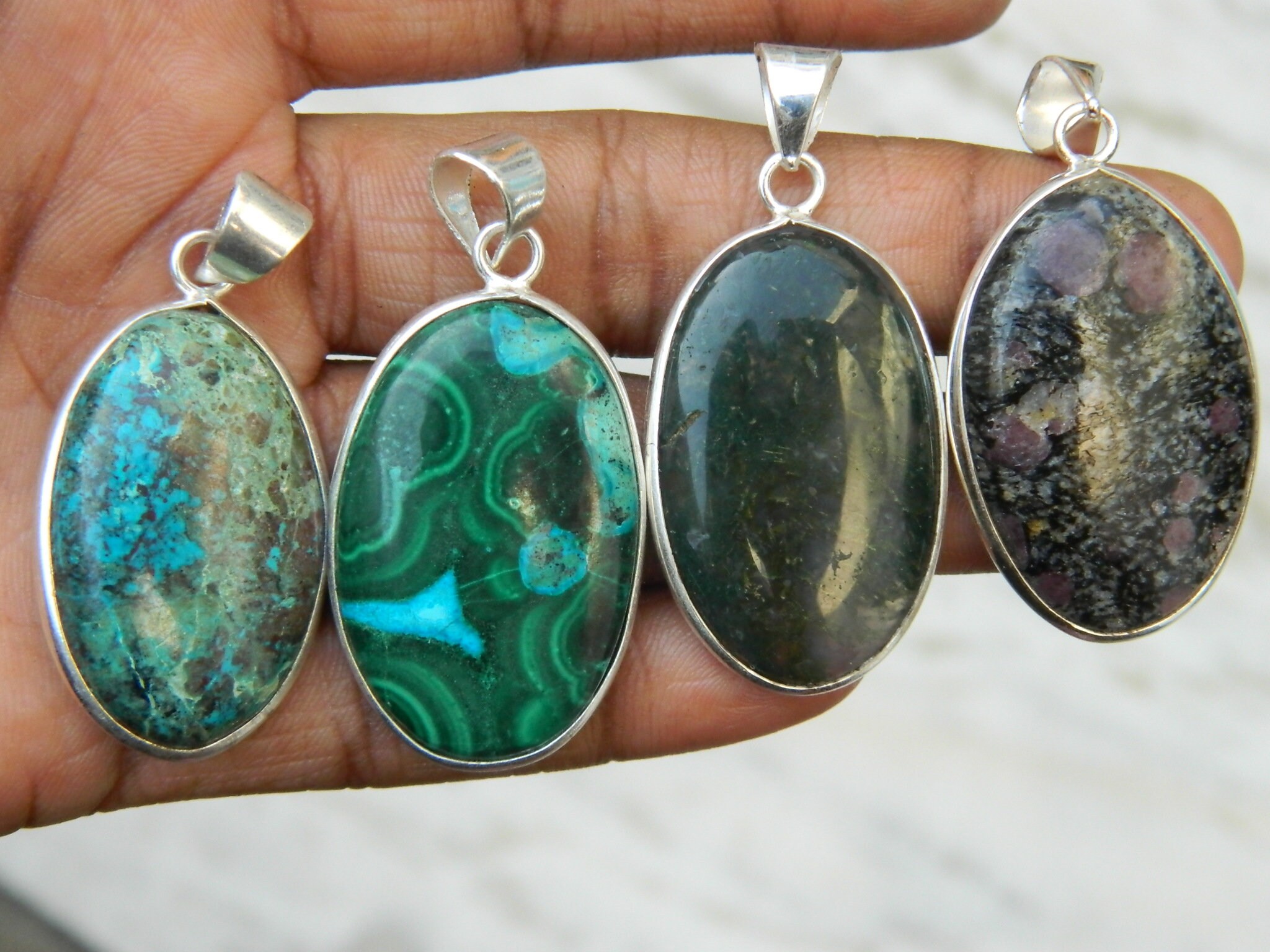 Natural Moss Agate Ruby Zoisite & Azurite Malachite Gemstone | Etsy