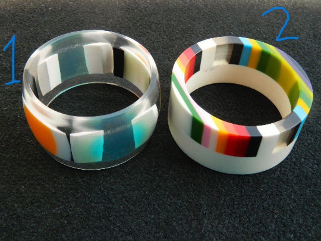 Bohemian Resin Bangle Bracelet, Colorful Stacking Jewelry (2.6" Inner ...