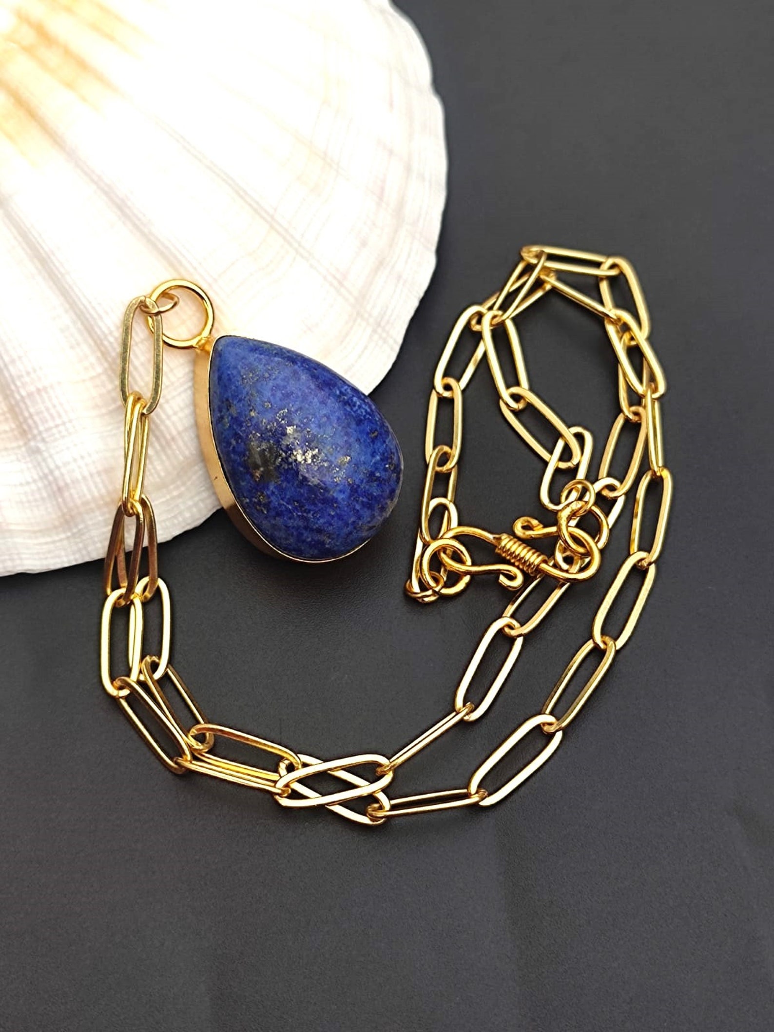Handmade Rose Quartz Pendant Necklace, Gold Plated Brass, 20" Chain - Etsy