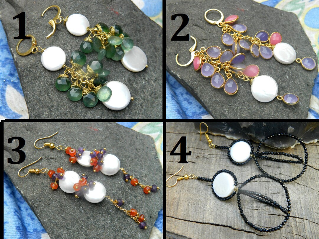 Natural Sea Shell MOP Multi Color Chalcedonies Black Spinal & - Etsy