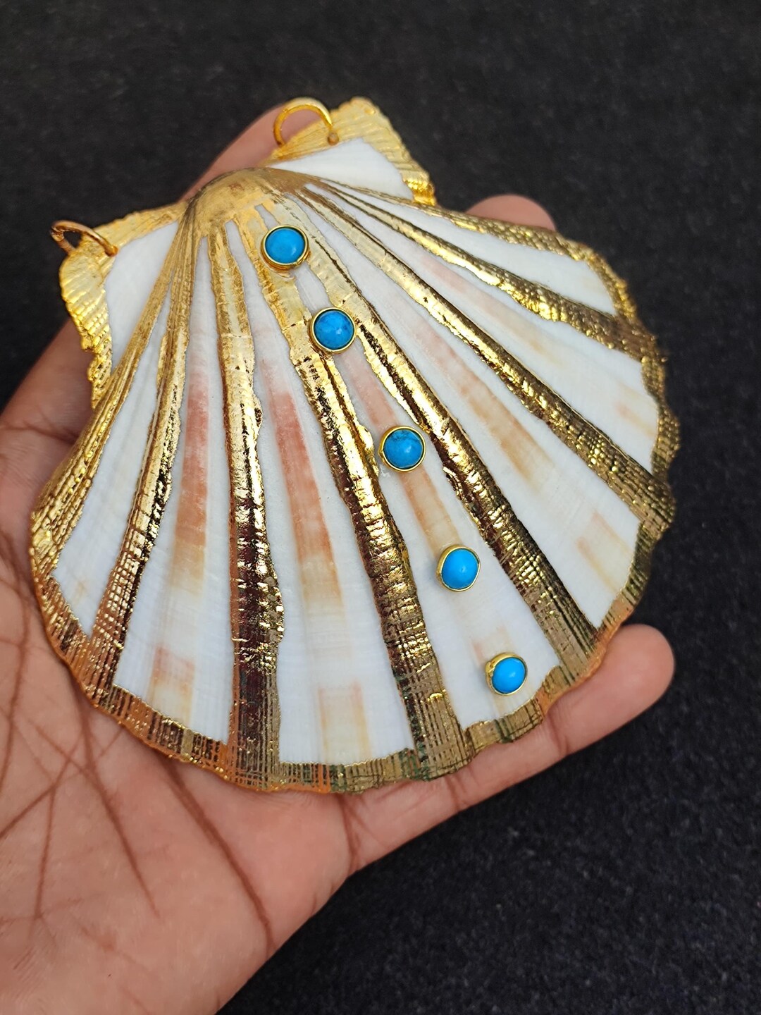 Real Scallop Seashell 18k Gold Fill Electroplated Pendant With ...