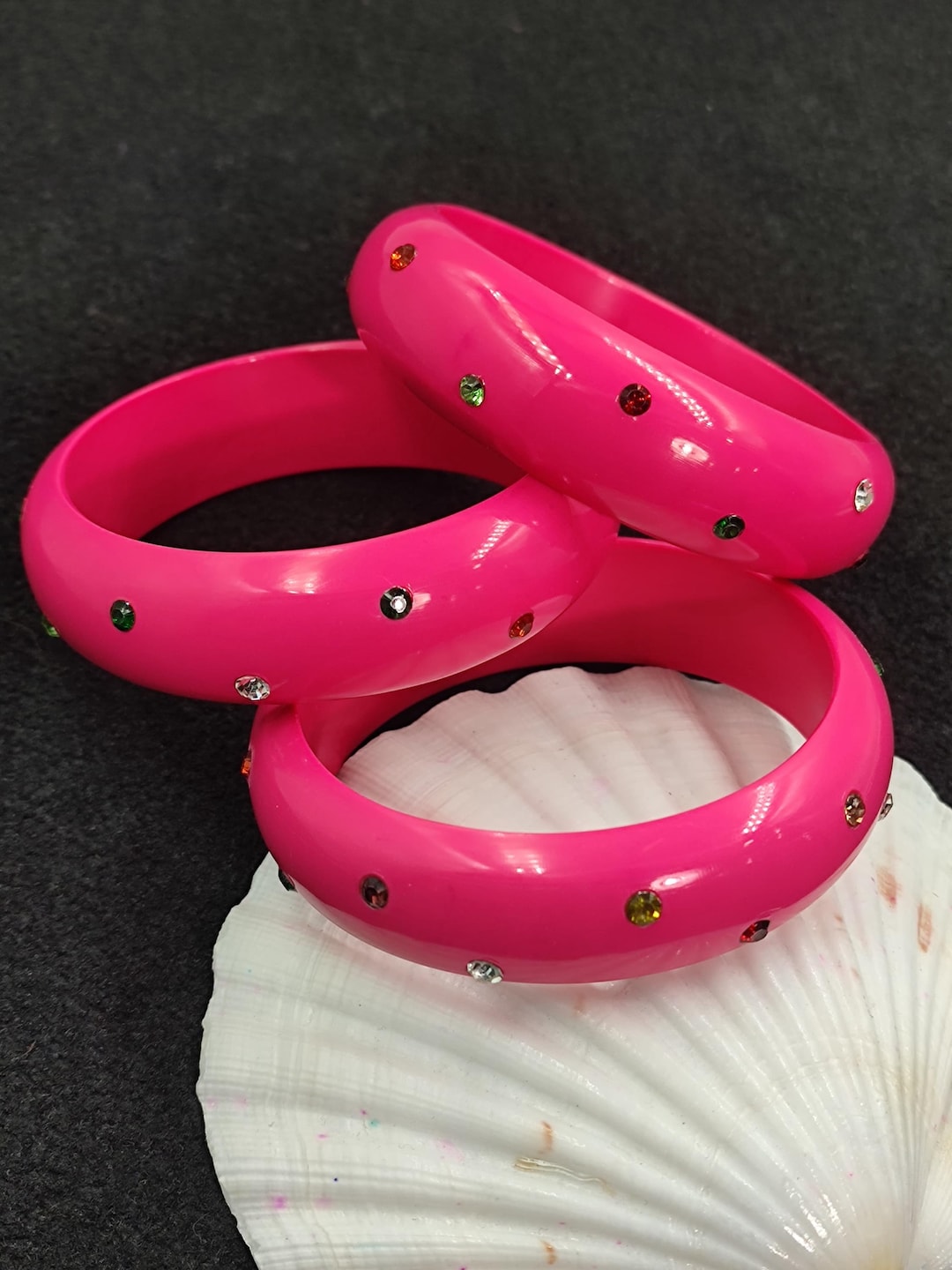 Vintage Pink Rhinestone Bangle Bracelet, Retro Handcrafted Wide Bangle ...