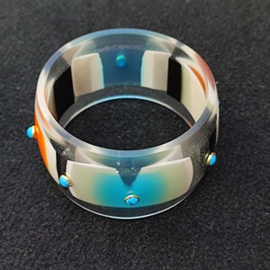Colorful Resin Bangle Bracelet With Turquoise Gemstone - Etsy