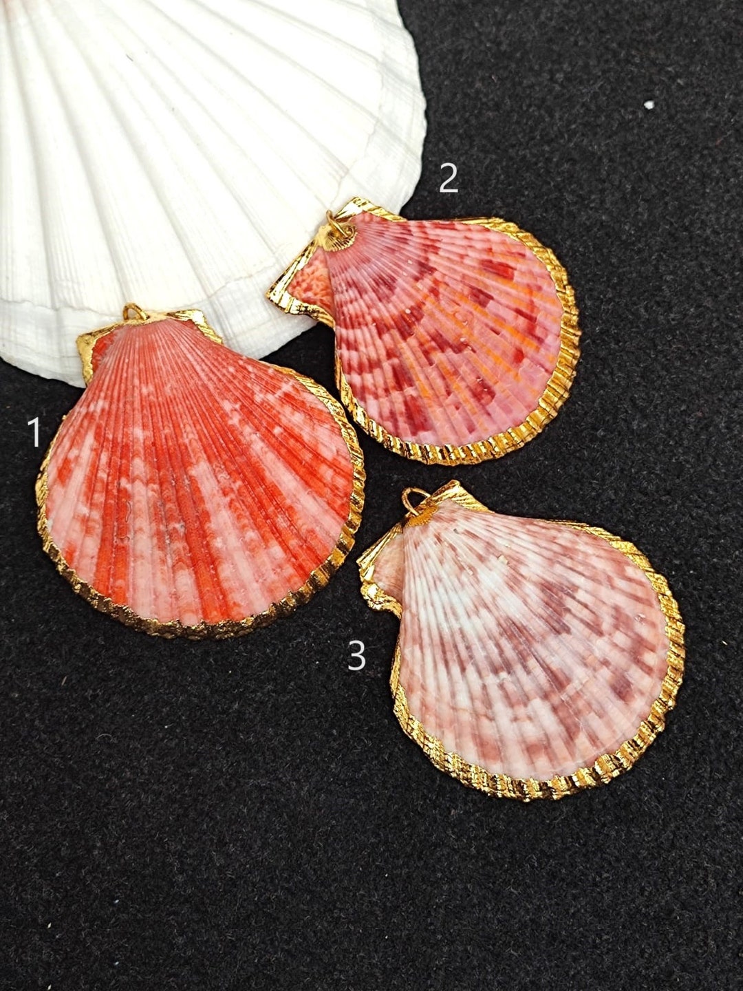 Real Scallop Seashell 18k Gold Fill Electroplated Pendant Irish Baking ...