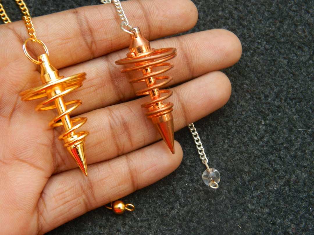 Gold and Copper Spiral Coil Point Pendulum Spiral Pendulum Metal ...
